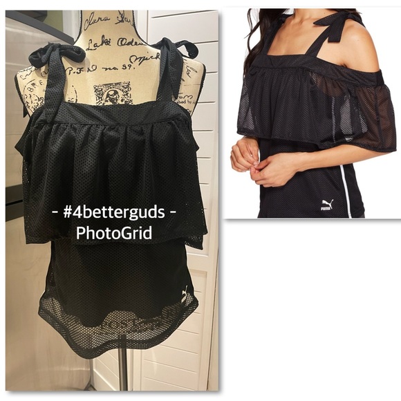 Puma | Tops | New Puma Mesh Layered Tank Xtreme Adjustable Ties Off The ...